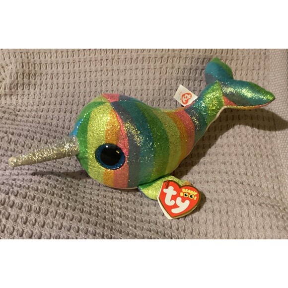 webkinz | Toys | Ty Beanie Boos Nori The Narwhal W Blue Glitter Eyes 9 ...